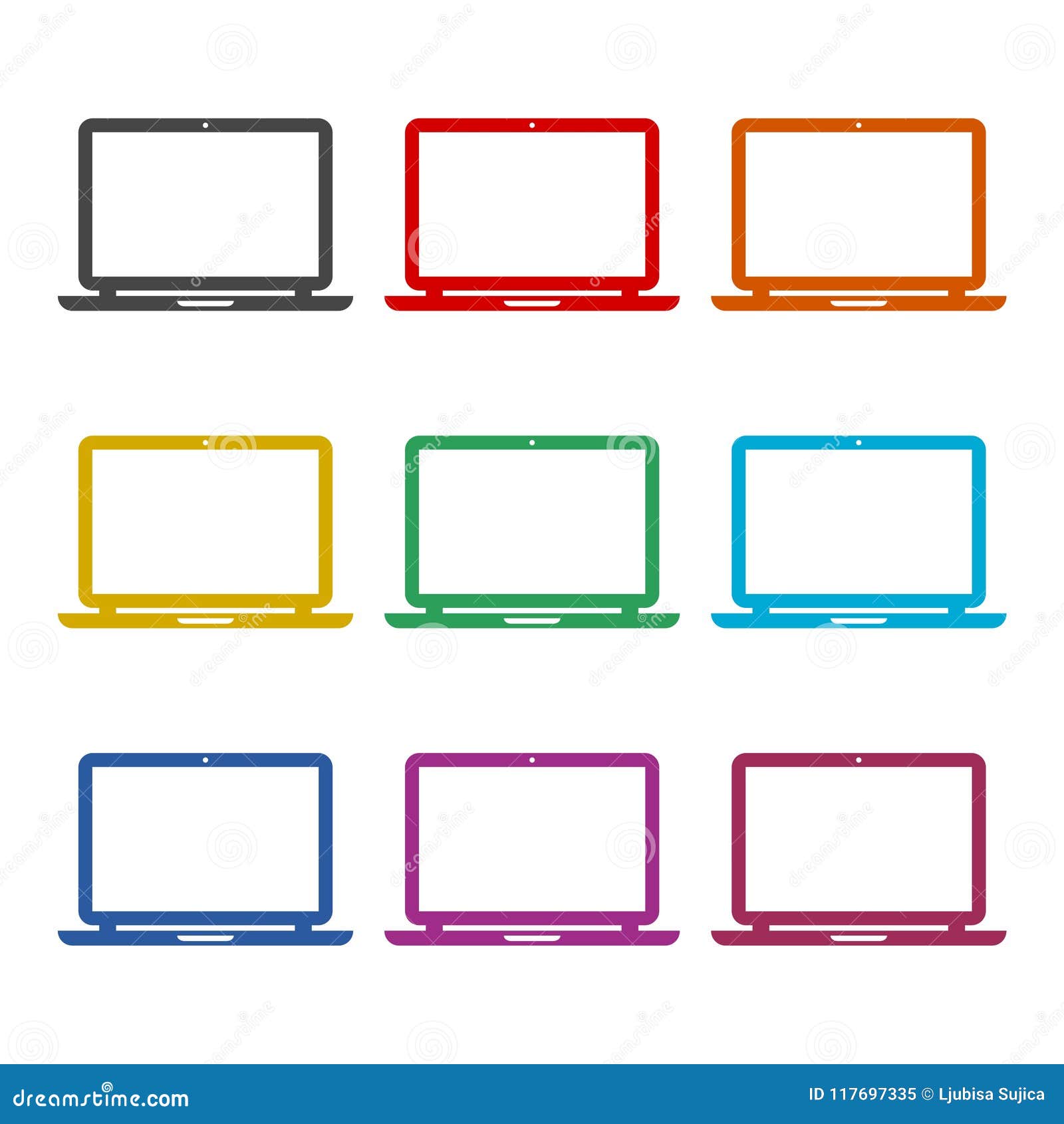 Laptop Icon, Color Icons Set Stock Vector - Illustration of icon ...