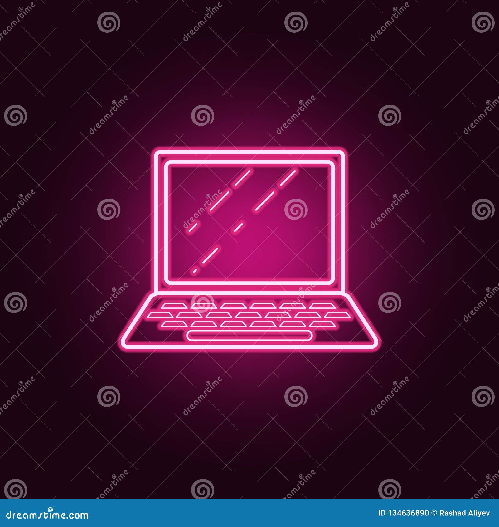 A Laptop Icon. Elements of Media in Neon Style Icons Stock Illustration ...