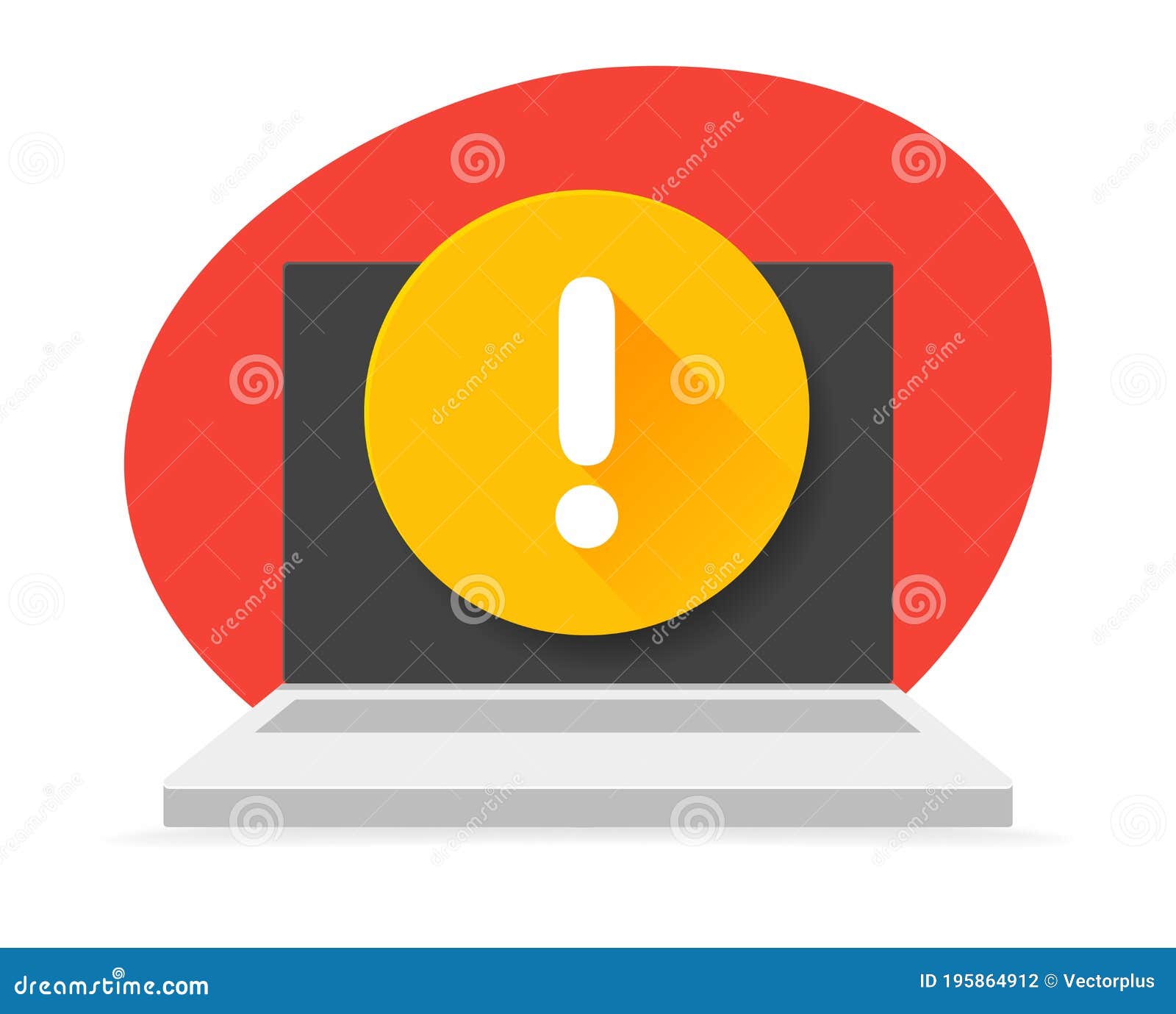 Laptop Icon with Exclamation Point on Screen. Vector Flat Illustrations ...