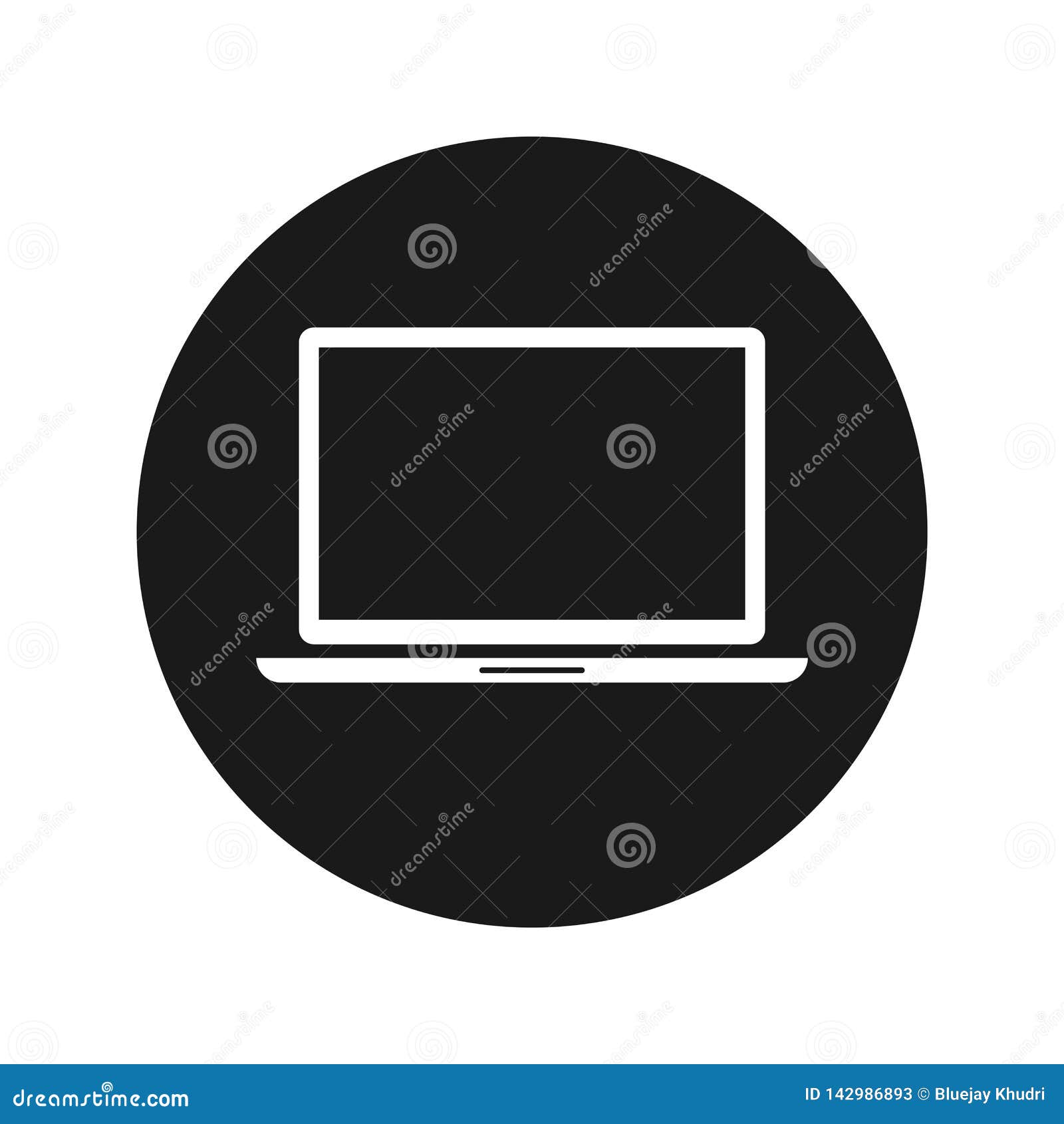 Laptop Icon Flat Black Round Button Vector Illustration Stock Vector ...