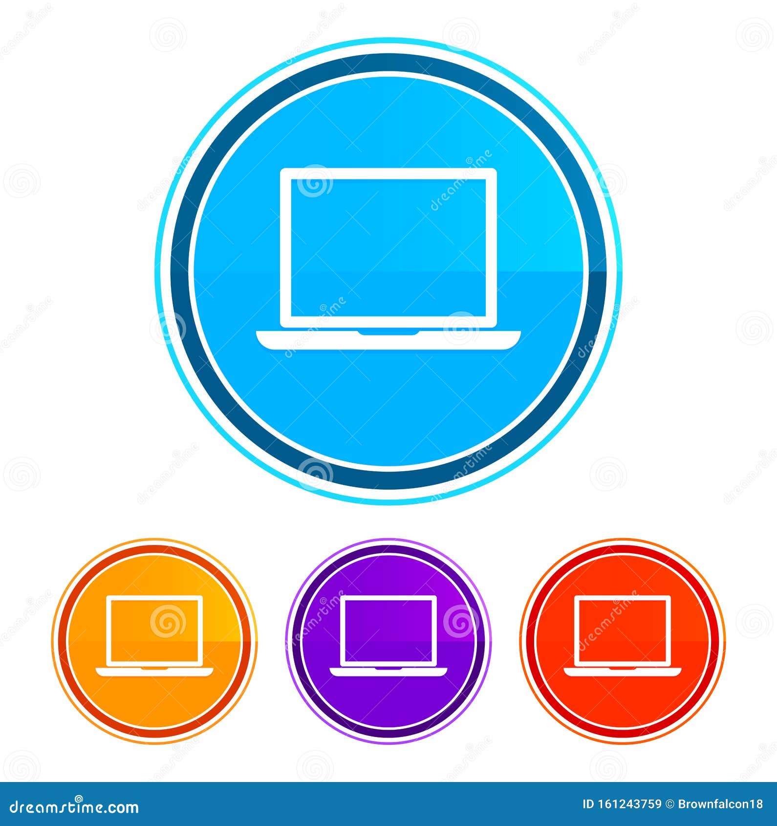 Laptop Icon Flat Design Round Buttons Set Illustration Design Stock ...