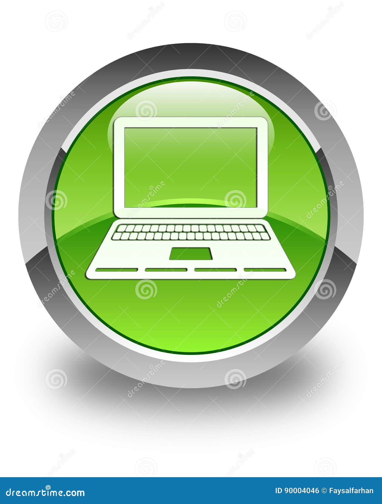 Laptop Icon Glossy Green Round Button Stock Illustration - Illustration ...