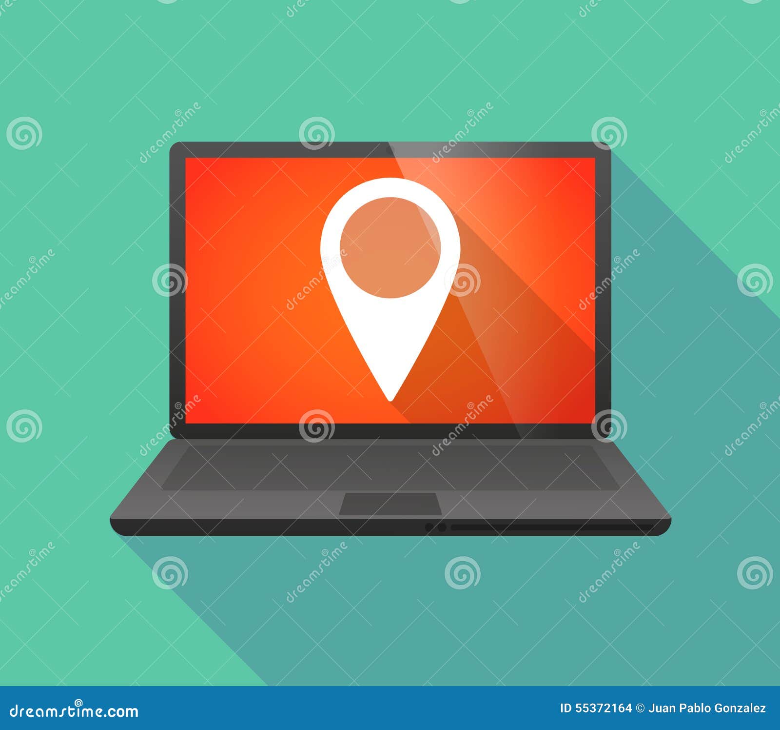 Laptop Icon with a Map Mark Stock Illustration - Illustration of design ...