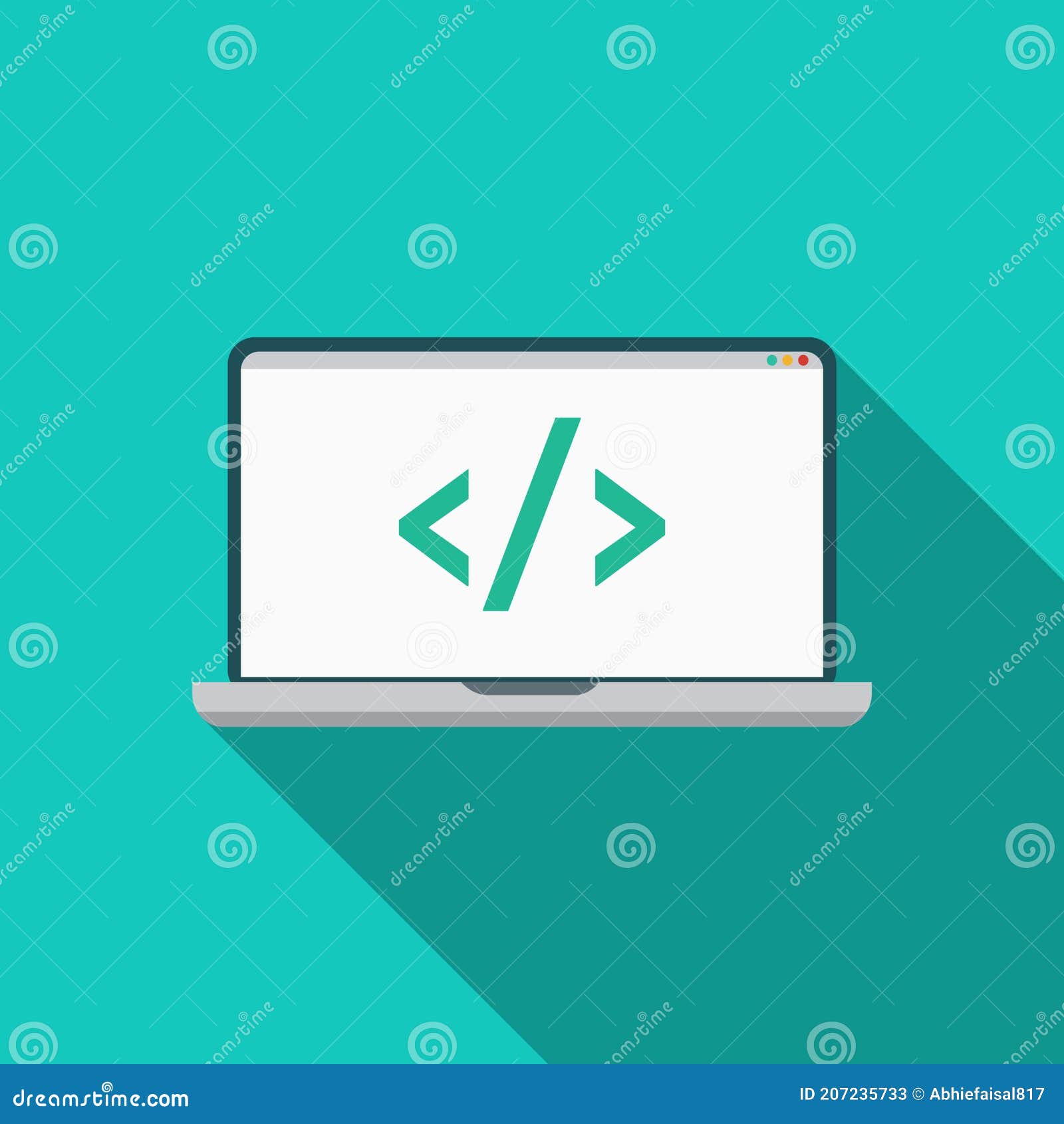 Laptop Icon Programming Web Development Concept Flat Design Cartoon ...