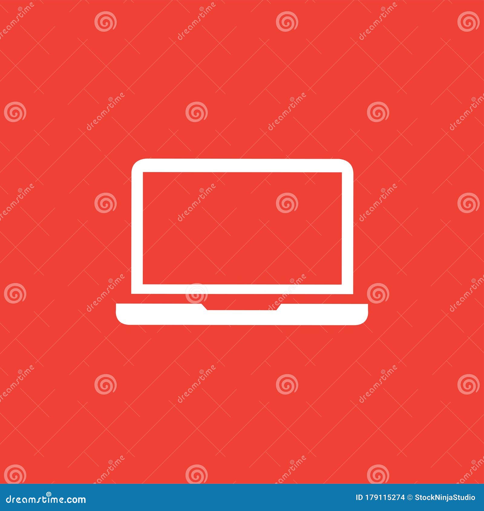 Laptop Icon on Red Background. Red Flat Style Vector Illustration Stock ...