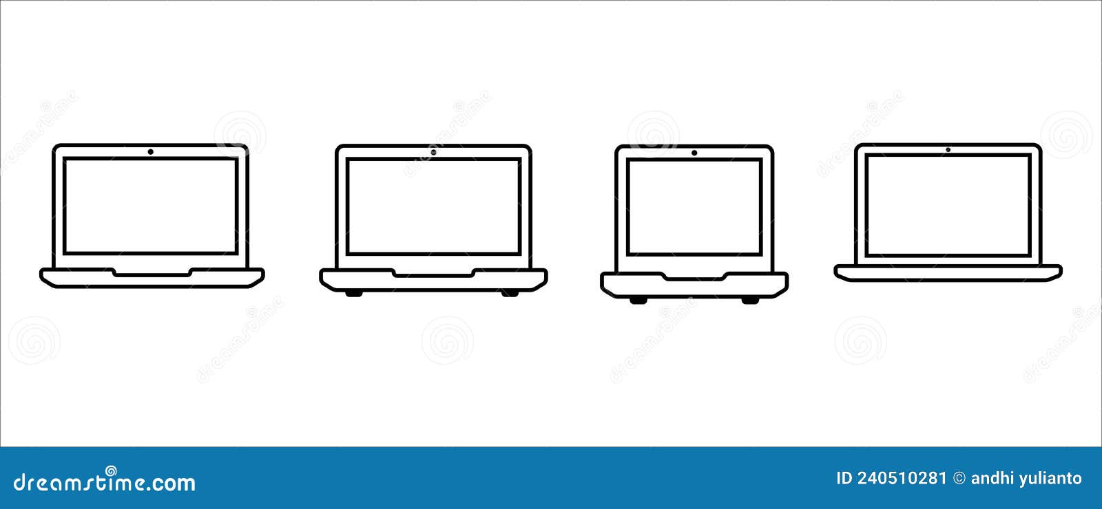 Laptop Icon Set. Assorted Laptops Vector Icons Set. Symbol of Personal ...