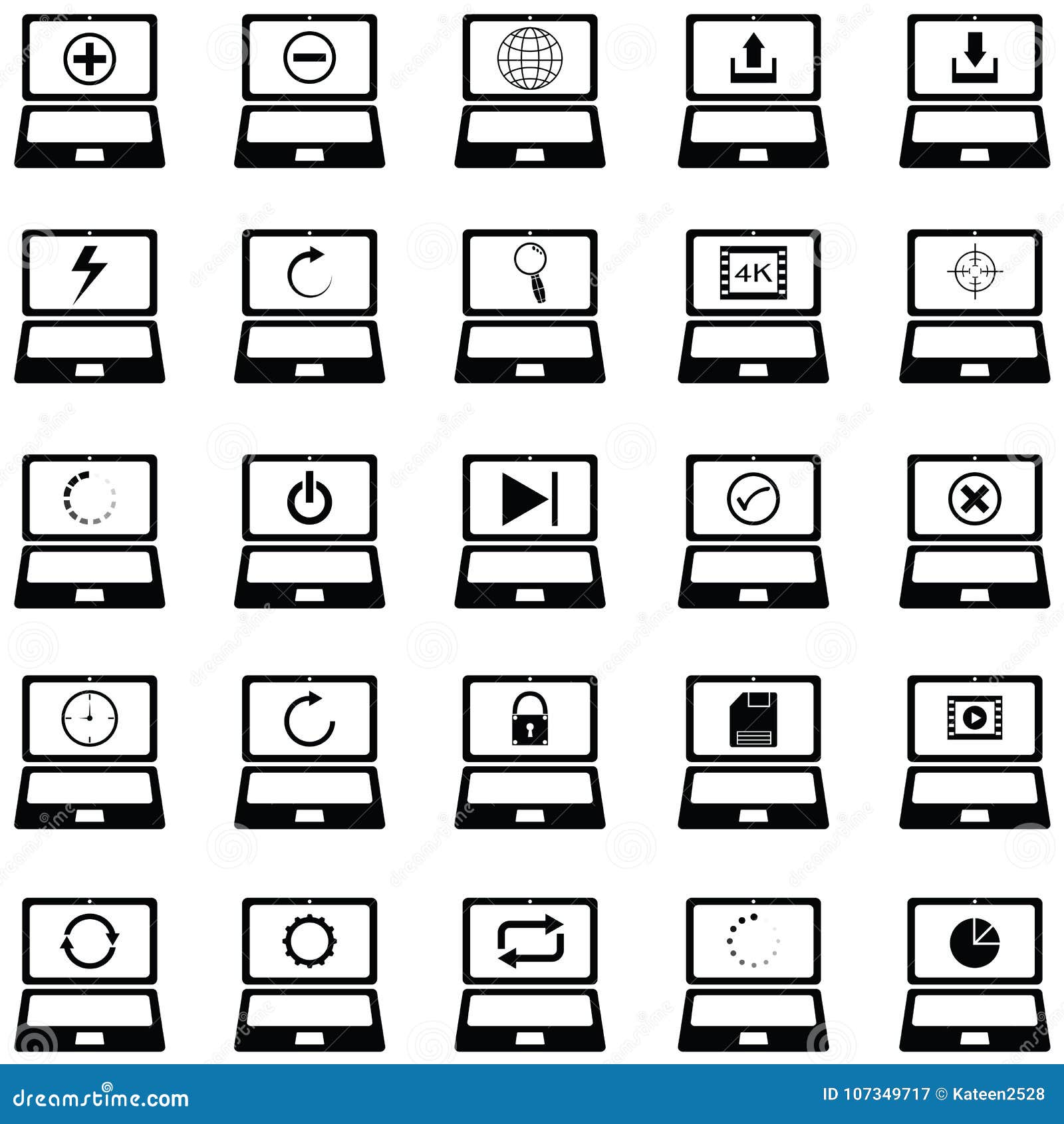 Laptop icon set stock vector. Illustration of simple - 107349717
