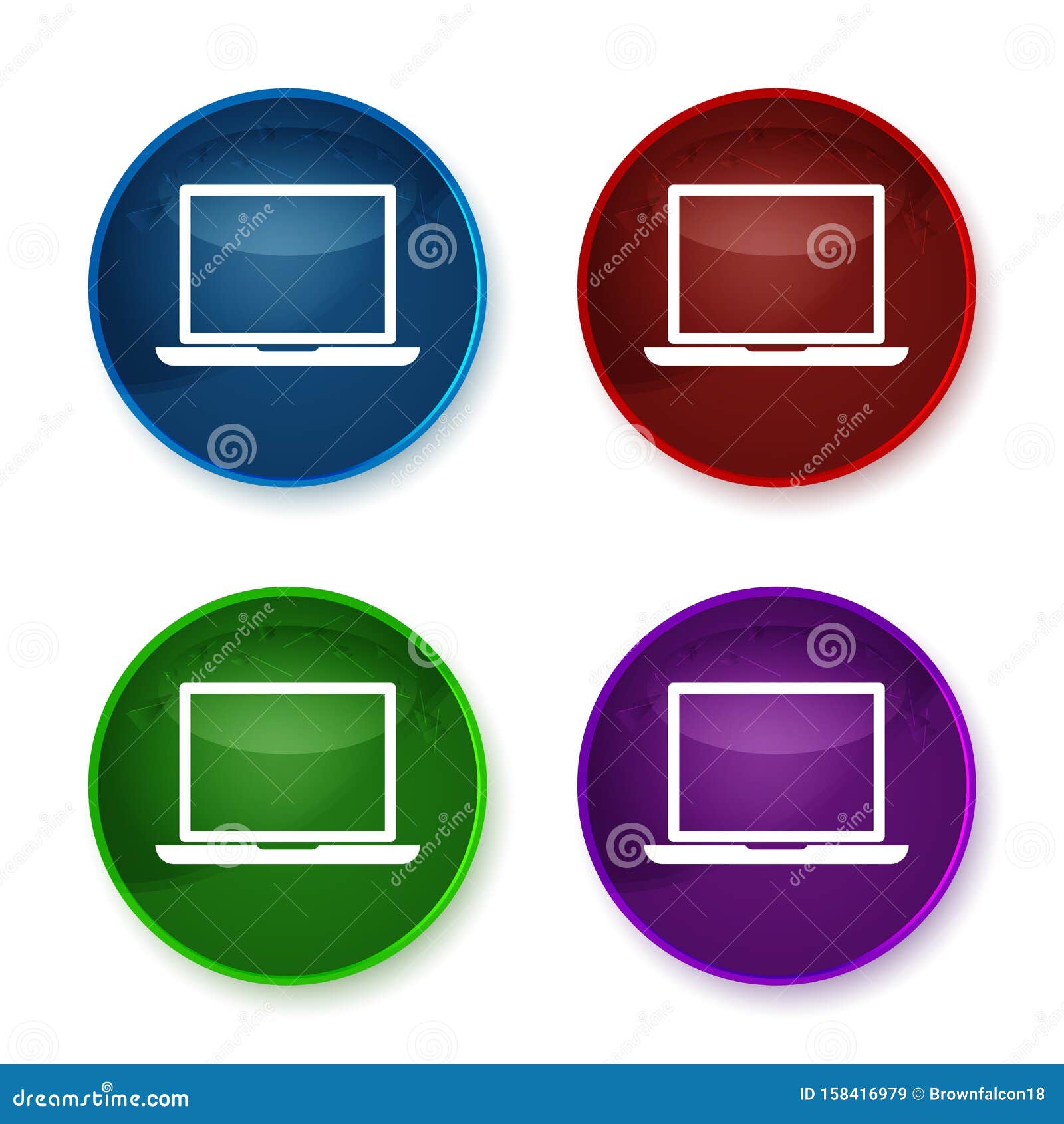Laptop Icon Shiny Round Buttons Set Illustration Stock Vector ...