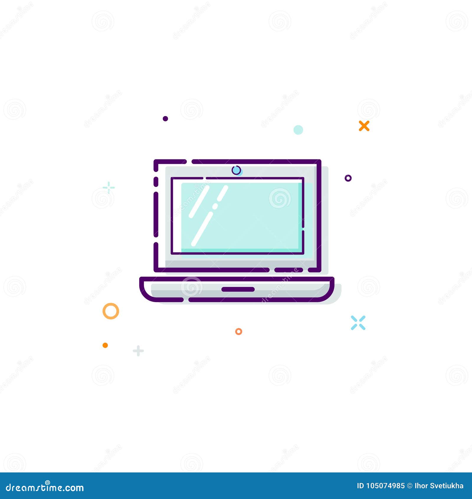 Laptop Icon, Thin Line Flat Design Concept. Computer Icon Isolated on ...