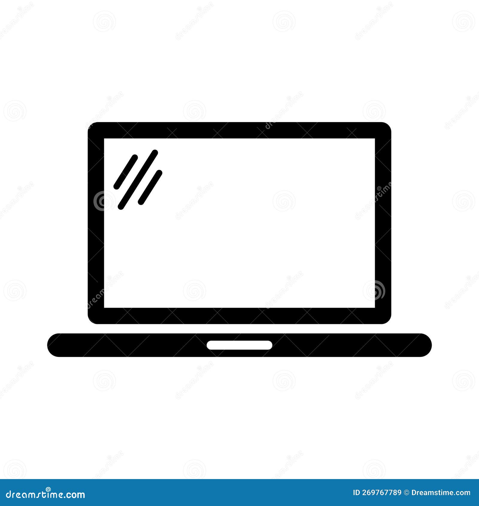 Laptop Icon Vector with Blank Screen. Stock Vector - Illustration of ...