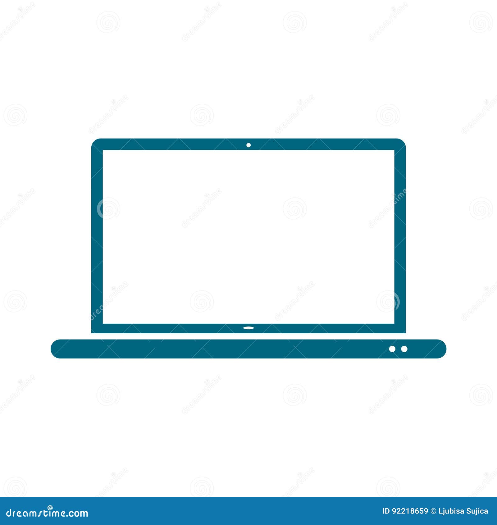 Laptop Icon, Vector Illustration, Flat Blue Design Style Stock Vector ...