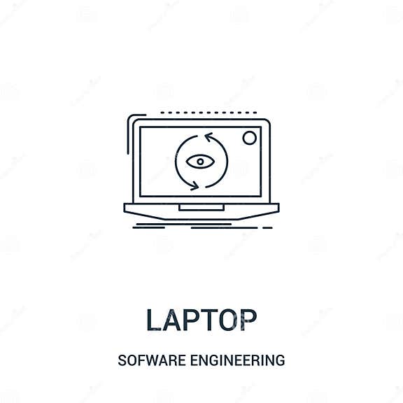 Laptop Icon Vector from Sofware Engineering Video Gaming Collection. Thin Line Laptop Outline ...