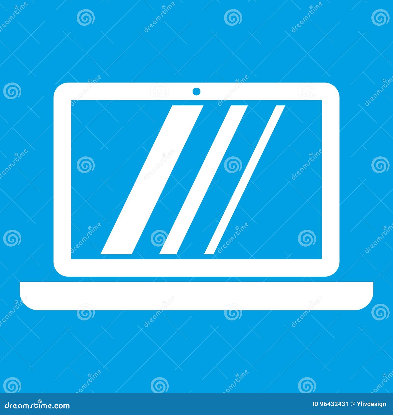 Laptop icon white stock vector. Illustration of electronic - 96432431
