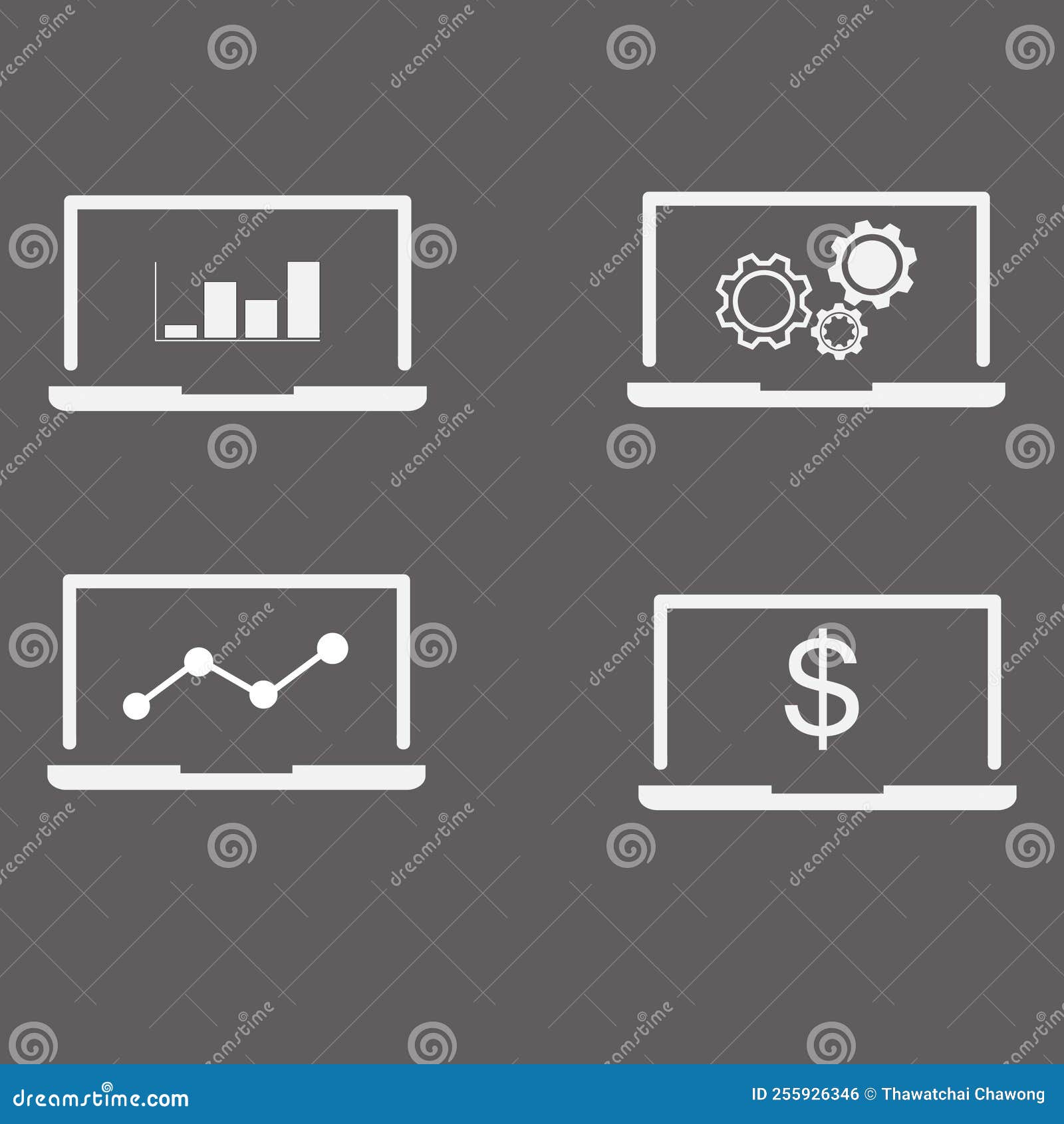 Laptop Icons Set. Laptop Different Style. Collection Laptops or ...