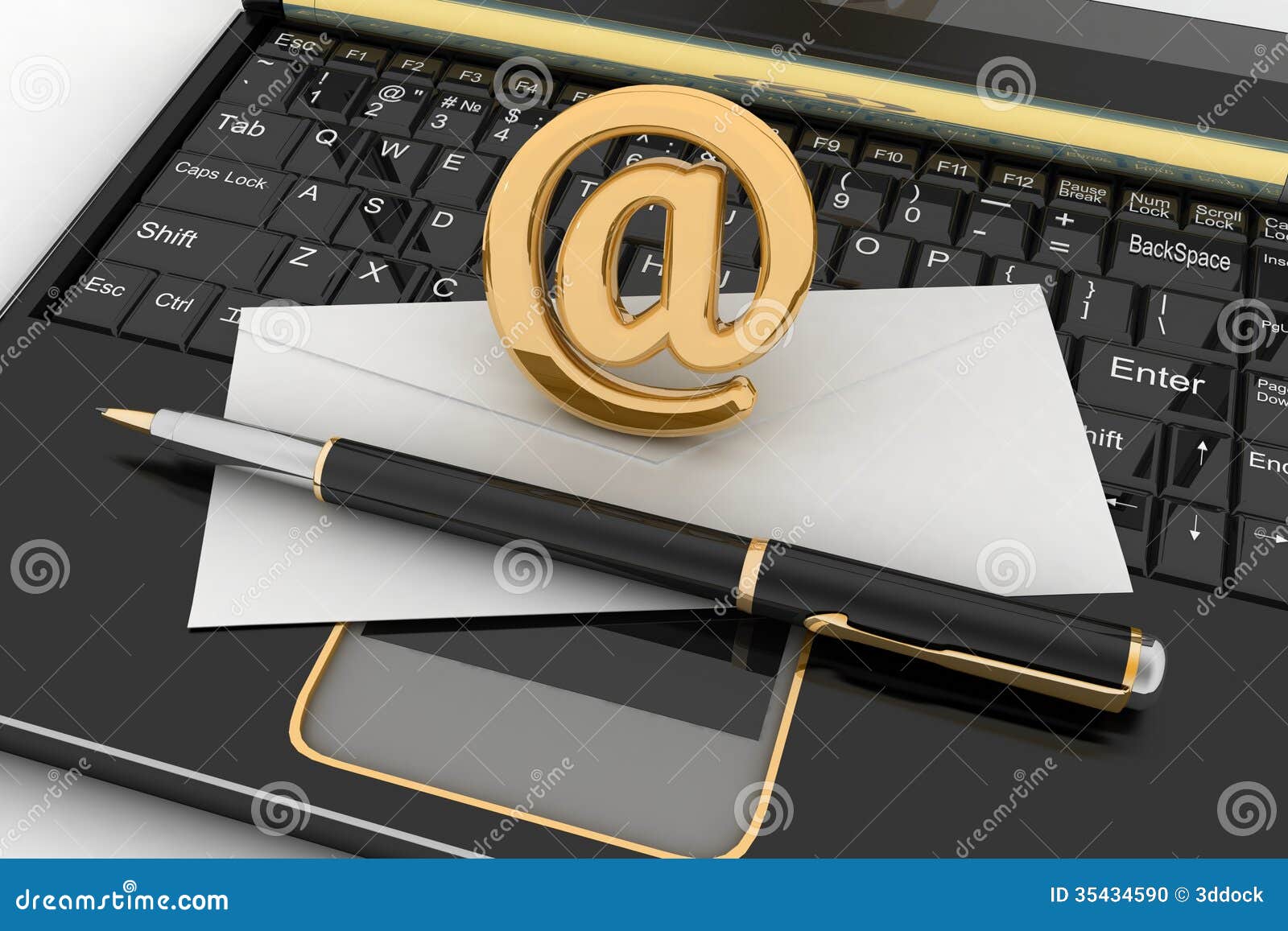Laptop with Incoming Letter Via E-mail Stock Illustration ...