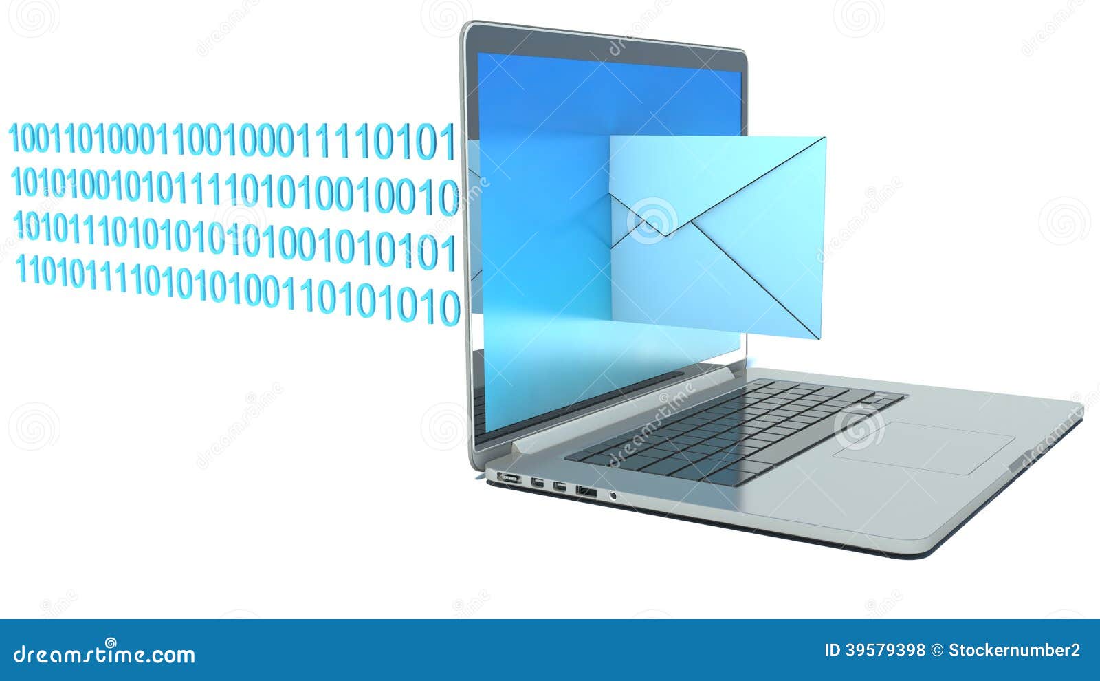 Laptop with incoming mail stock illustration. Illustration of internet ...