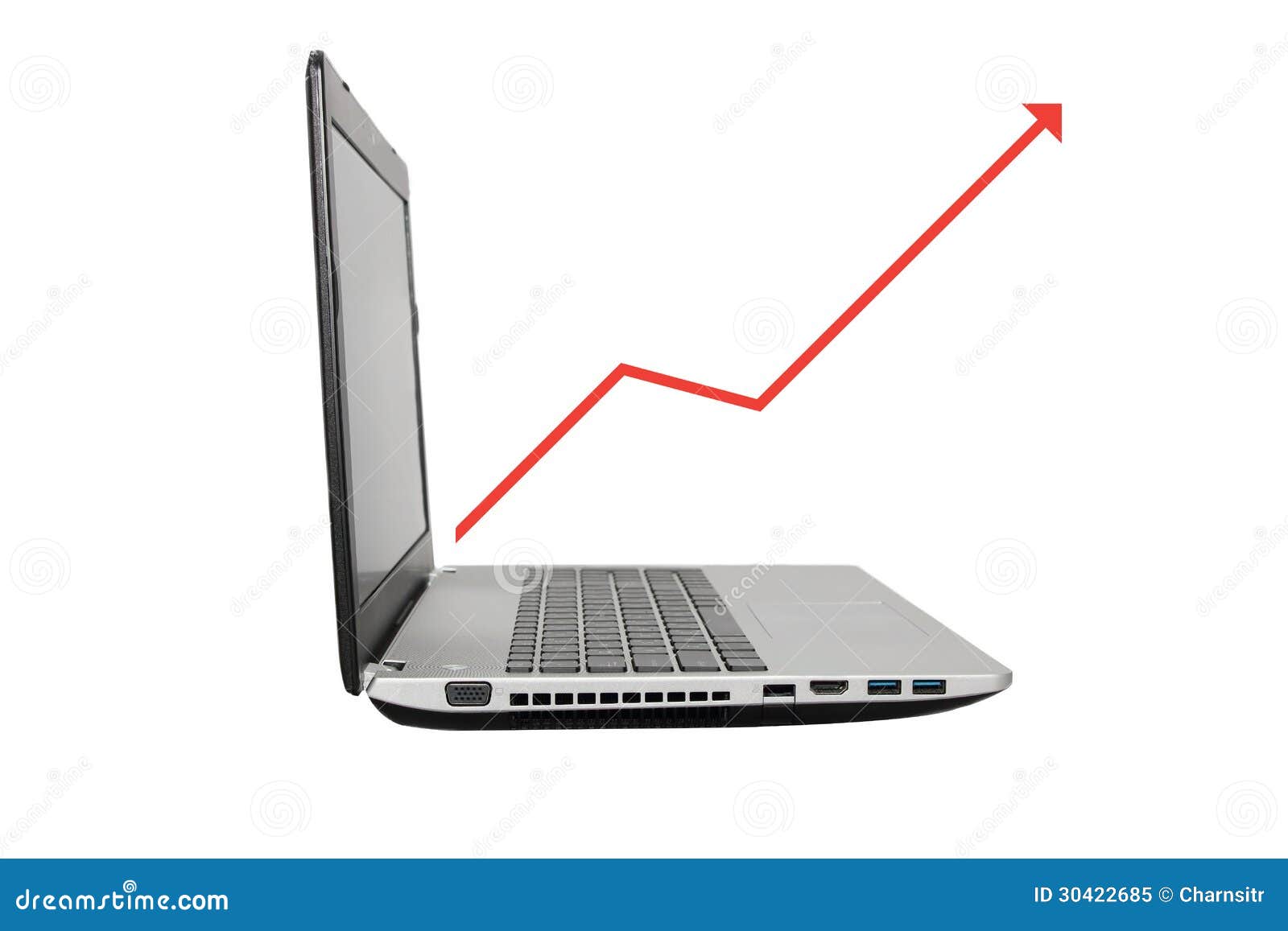Laptop with an Increasing Graph Stock Image - Image of finance ...