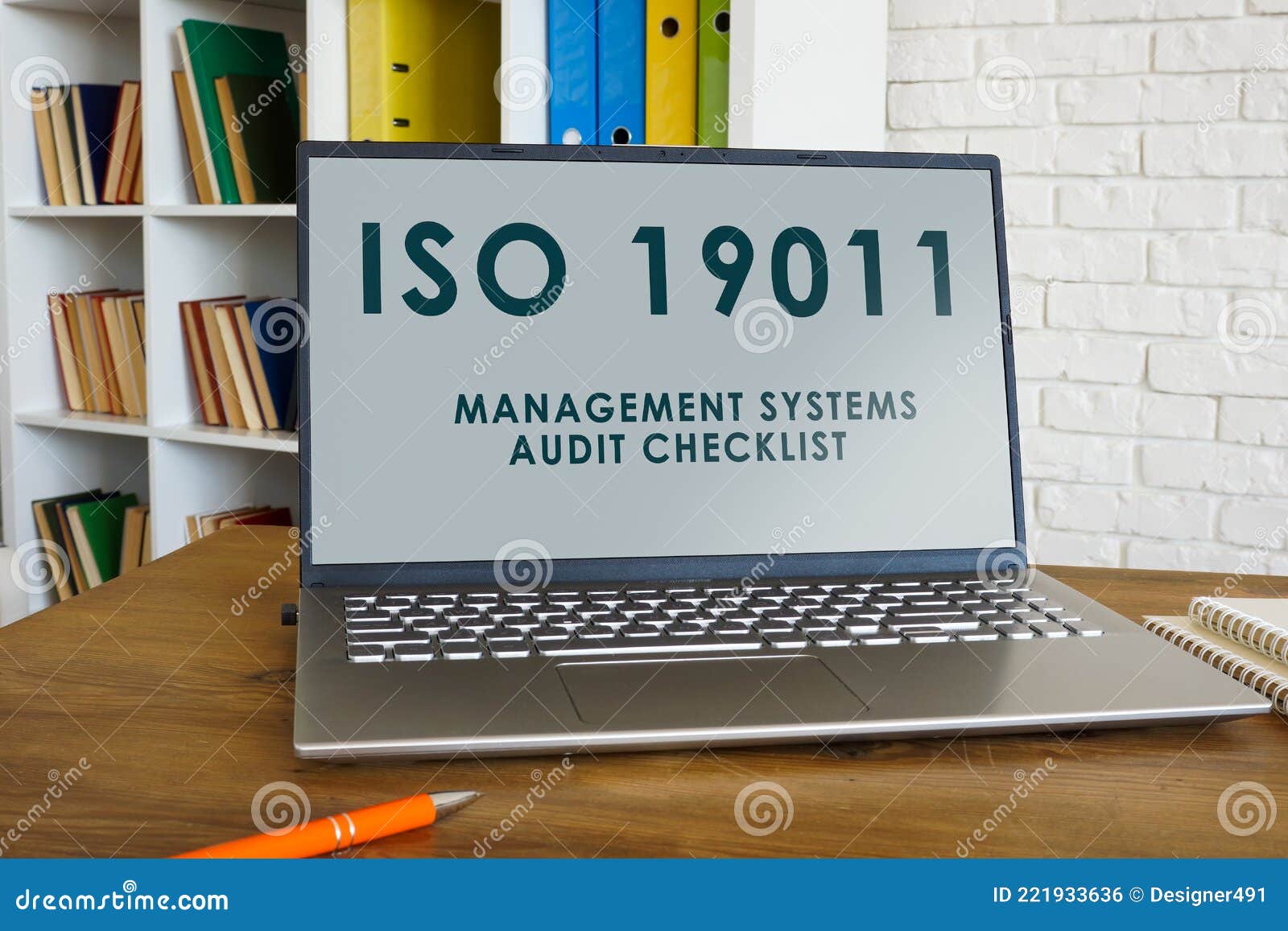 Laptop with Info about ISO 19011 Management Systems Audit Checklist ...