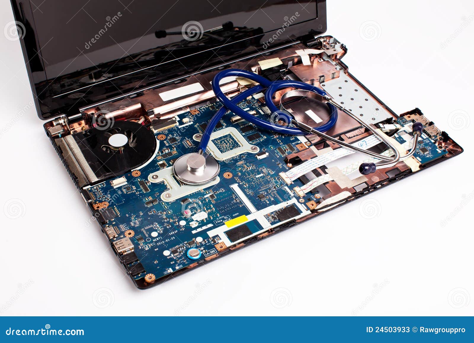 Laptop Inside With Stescope Stock Photos - Image: 24503933