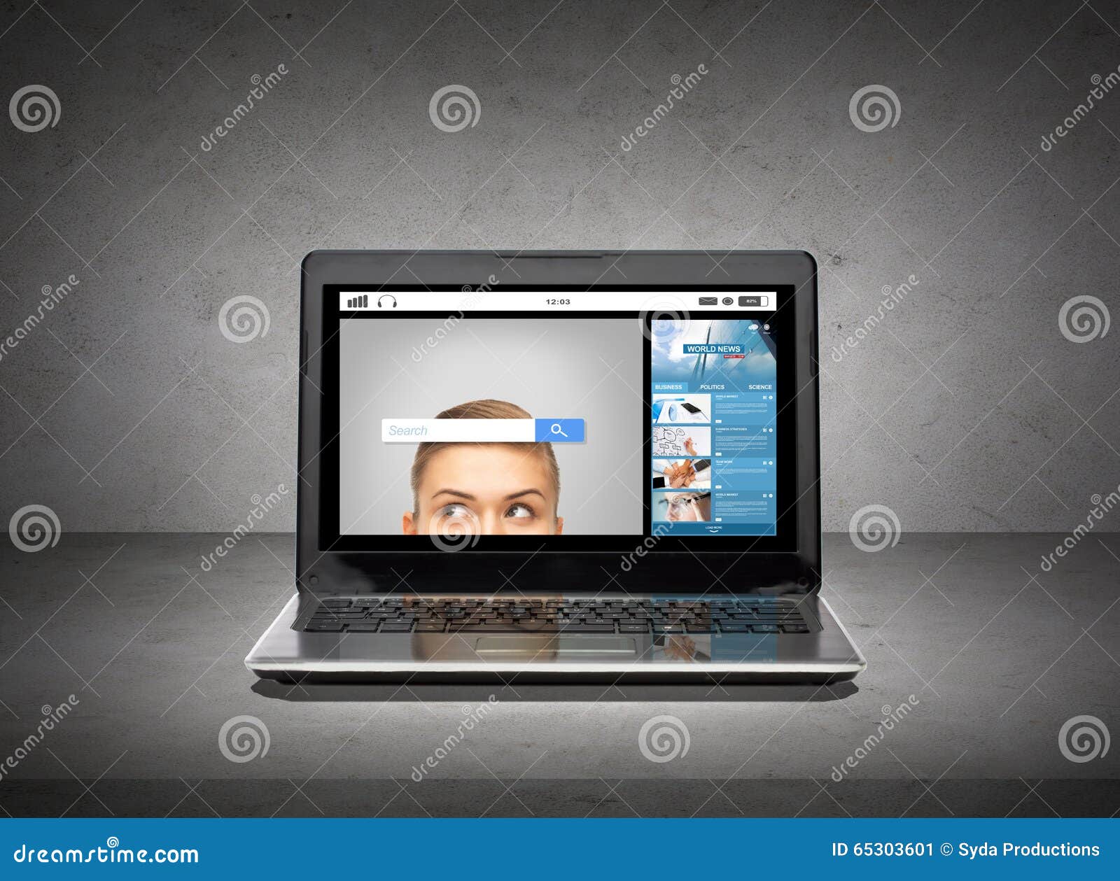 Laptop with Internet Browser Search Bar on Screen Stock Image - Image ...