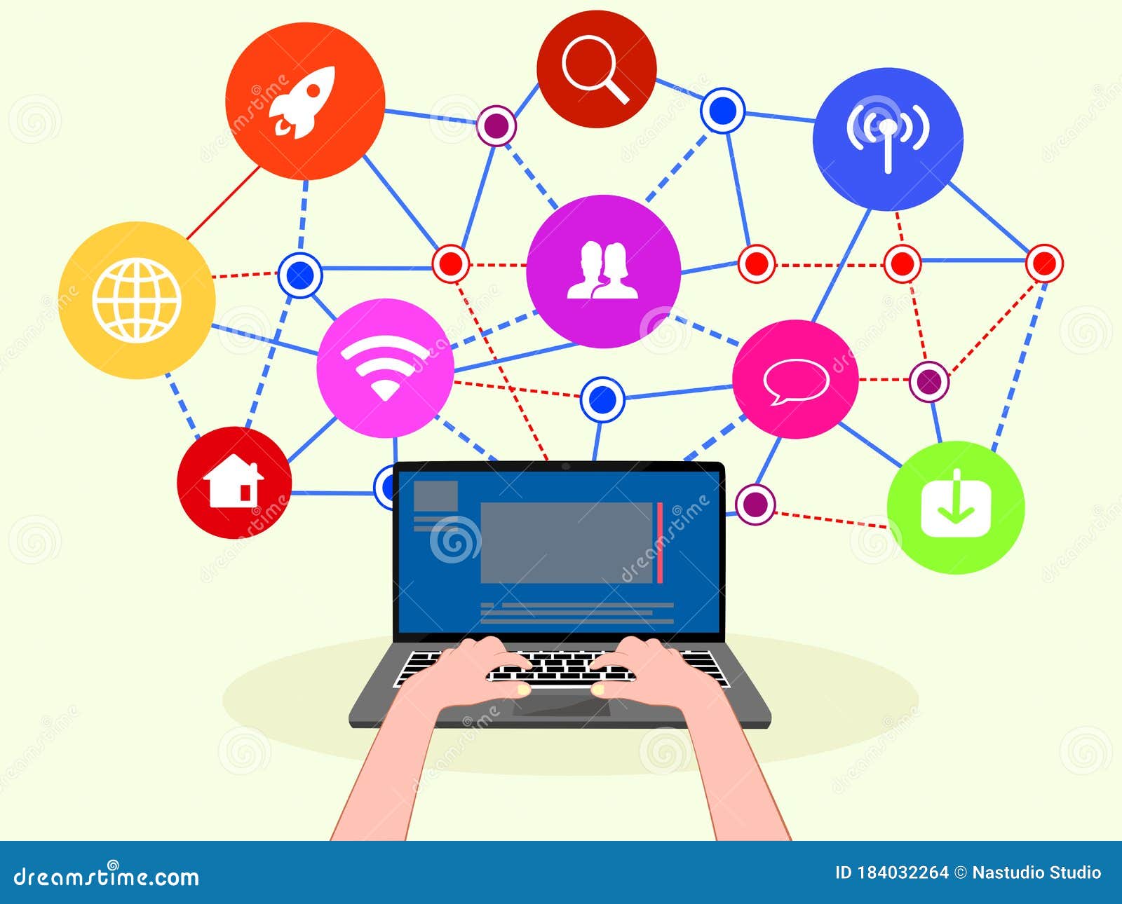 Laptop and Internet Concept.Social Network Communication in the Global ...