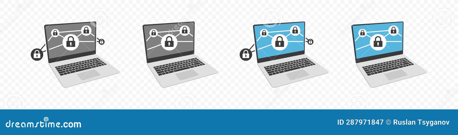 Blockchain Cybersecurity Isolated Cartoon Vector Illustrations ...