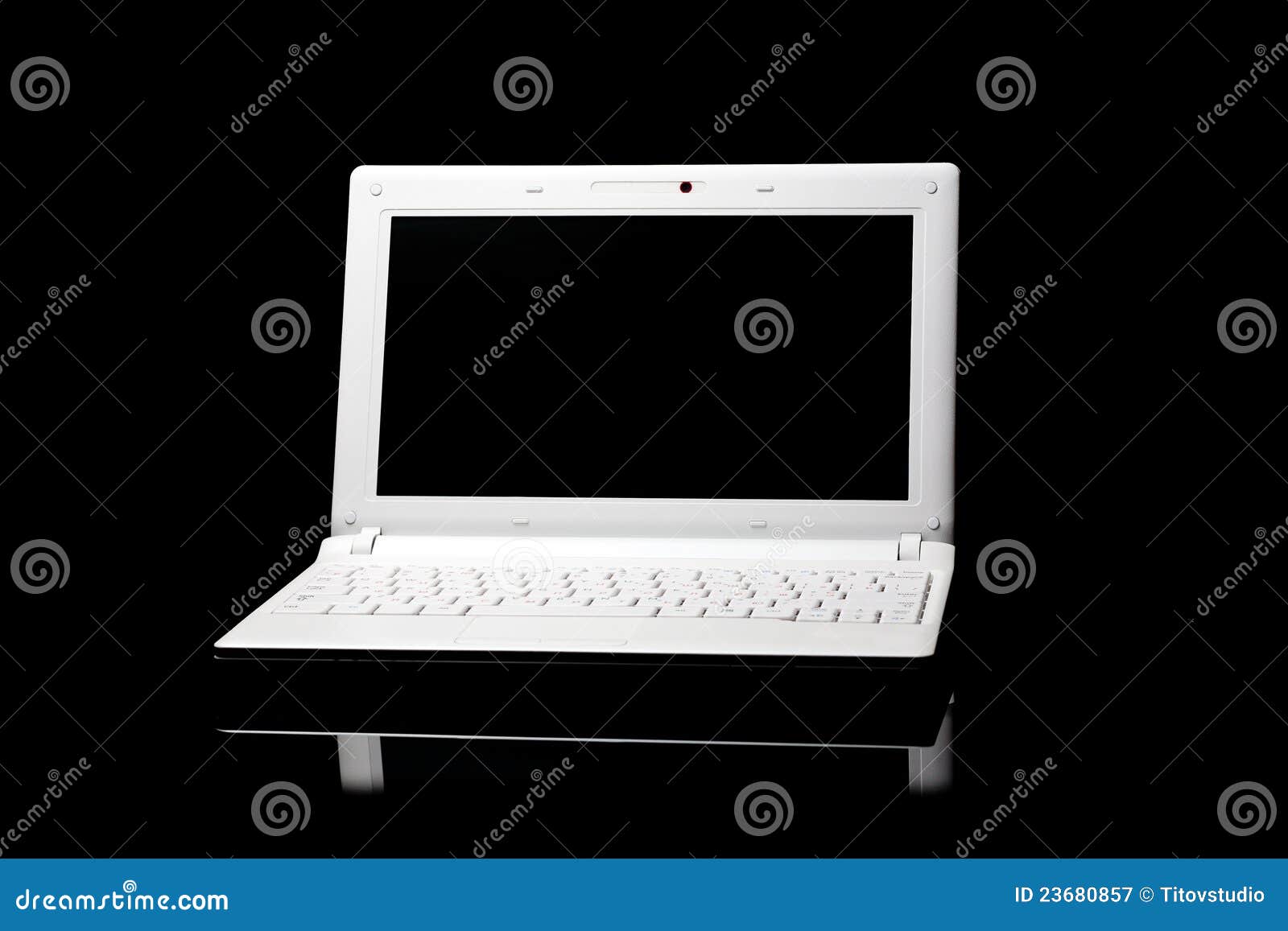 Laptop isolated on black stock image. Image of reflection - 23680857