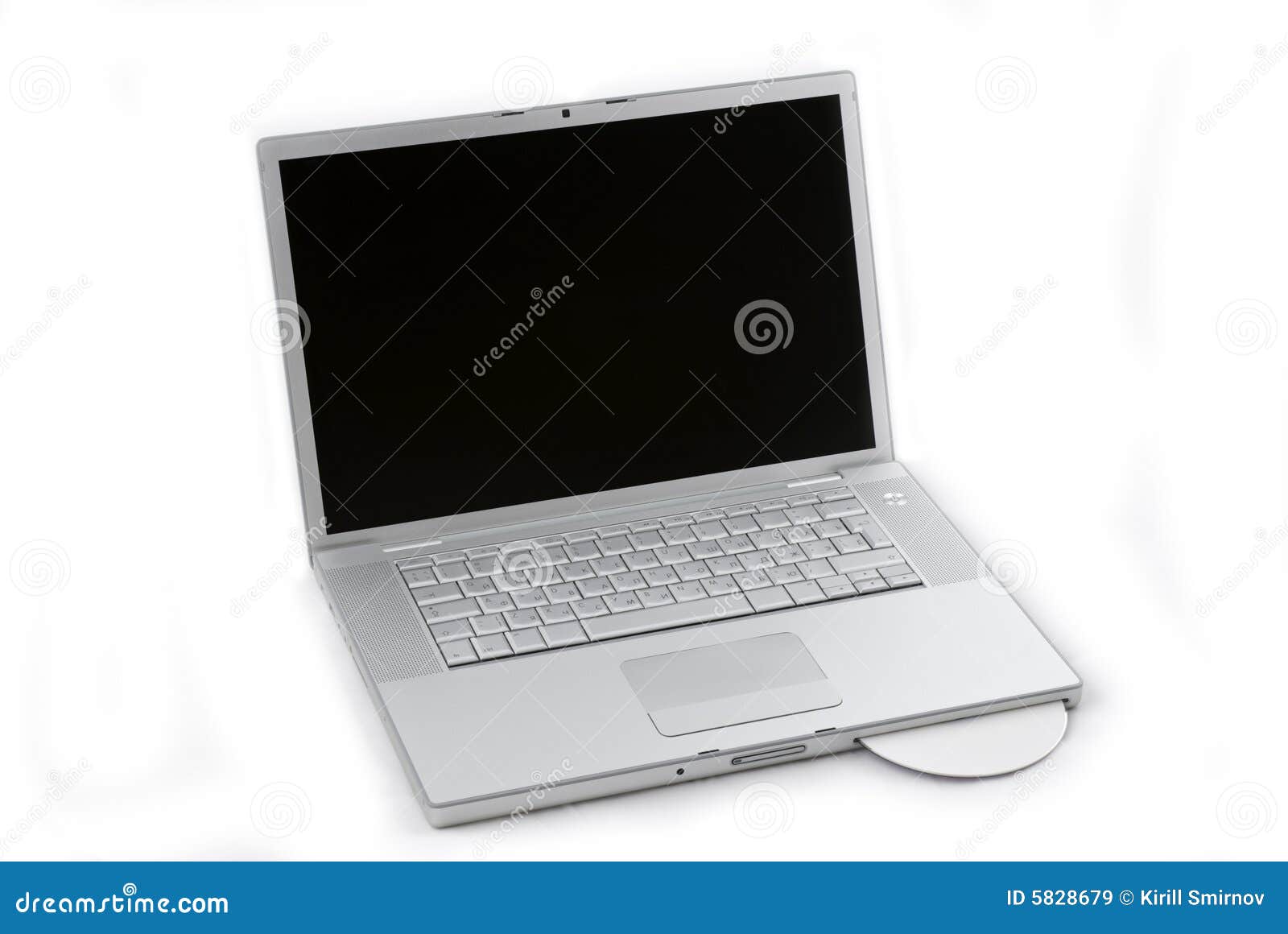 Laptop isolated with CD stock image. Image of metallic - 5828679