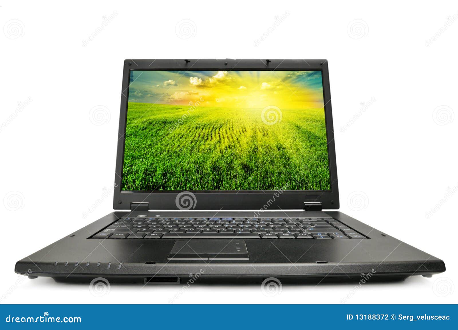 Laptop isolated on a white stock photo. Image of clouds - 13188372
