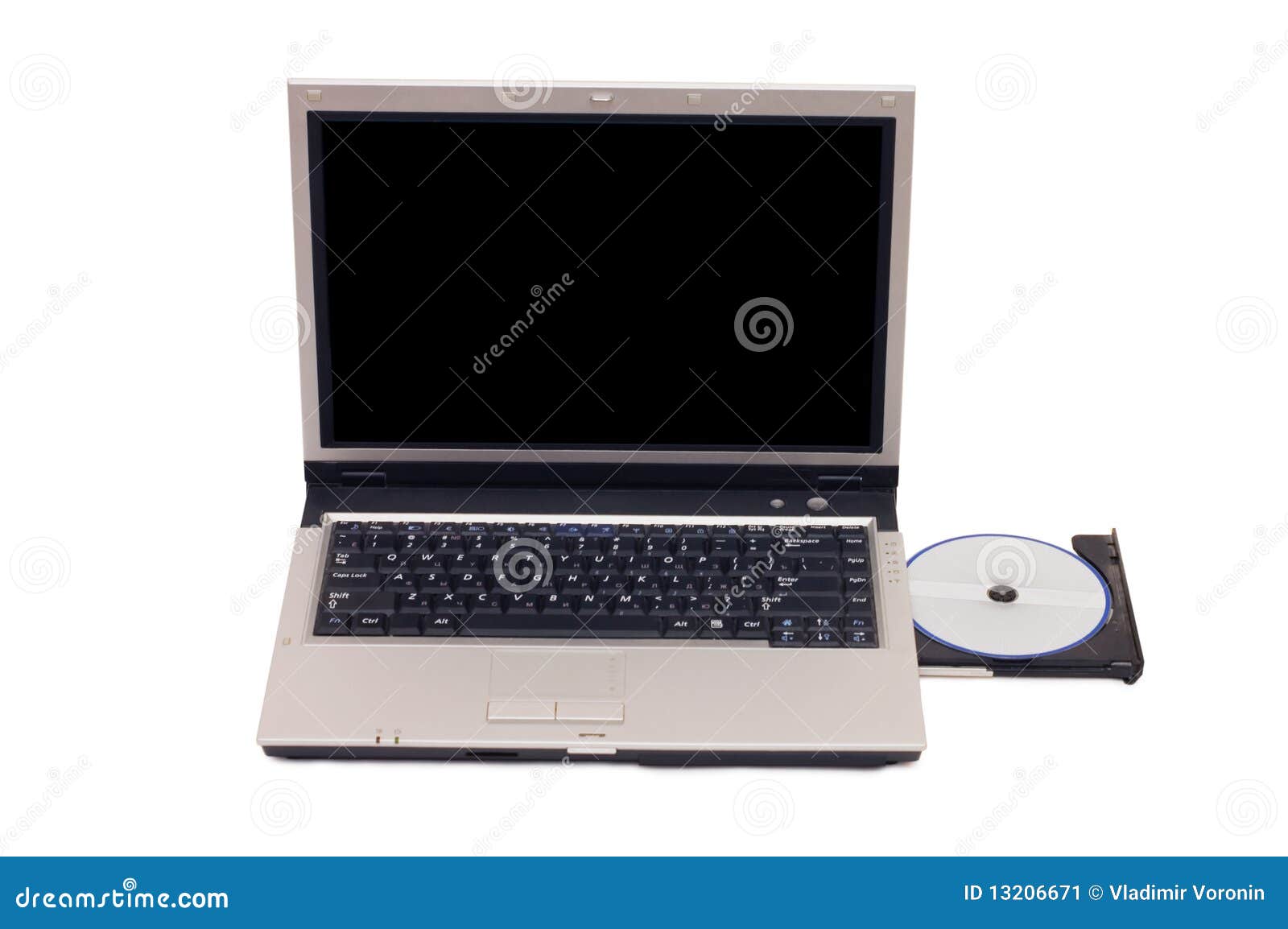 Laptop Isolated on White, Open Cd Tray Stock Image - Image of equipment ...