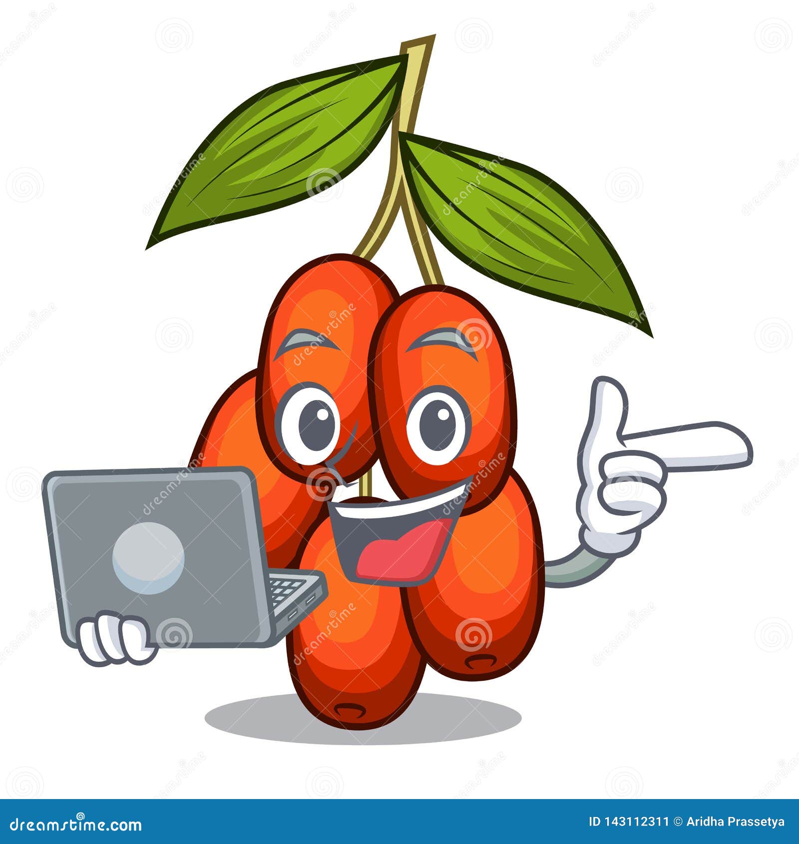 With Laptop Jujube Fruit in a Cartoon Bowl Stock Vector - Illustration ...