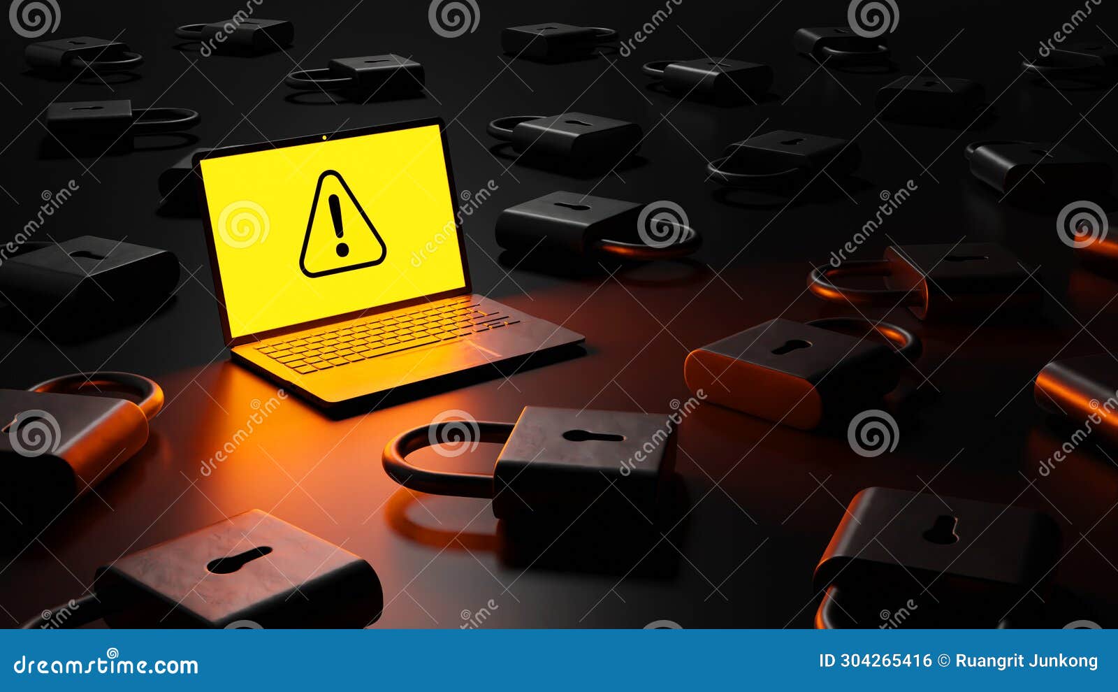 Laptop with Key, Protection Network Security Computer and Safe Your ...