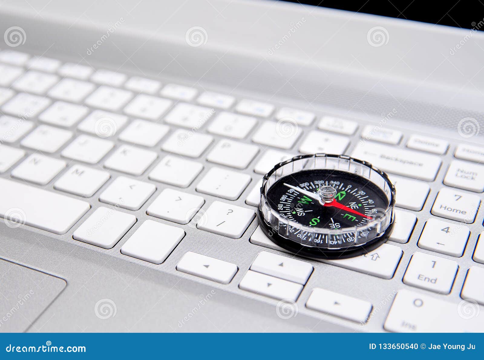 Laptop Keyboard and Compass, Internet Navigation Concept. Stock Photo ...