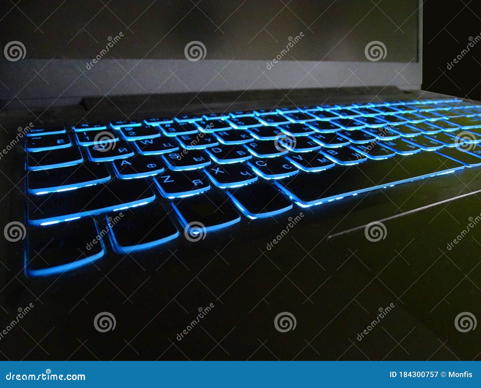 Laptop Keyboard in the Dark with Backlight Stock Image - Image of ...