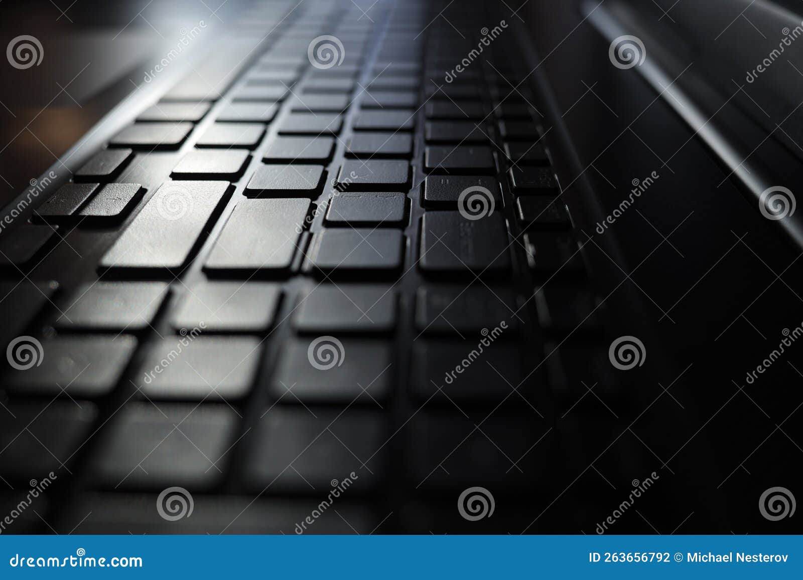 Laptop Keyboard in the Dark at Night. the Concept of an Article by a ...
