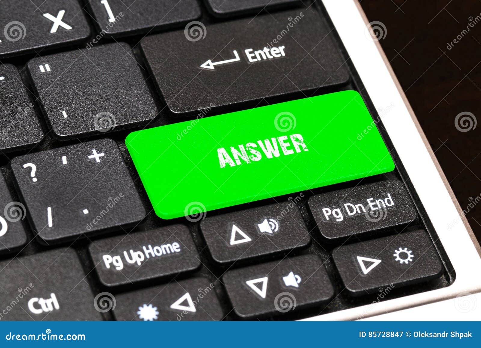 On the Laptop Keyboard the Green Button Written ANSWER Stock ...