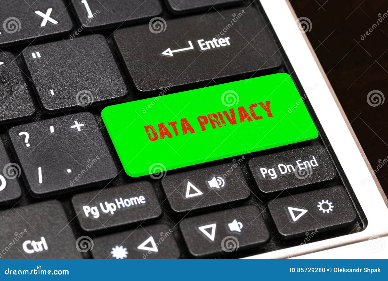 On the Laptop Keyboard the Green Button Written DATA PRIVACY Stock ...