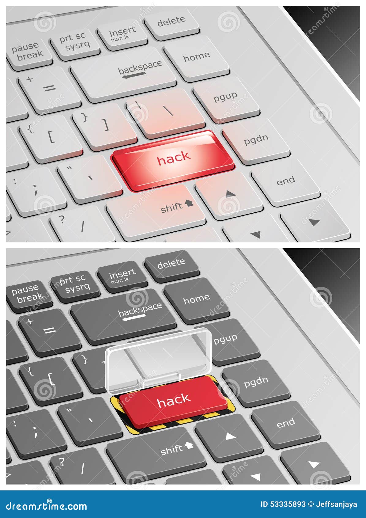 Laptop Keyboard with Hack Buttons Stock Vector - Illustration of ...