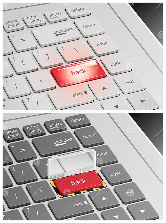 Laptop Keyboard with Hack Buttons Stock Vector - Illustration of ...