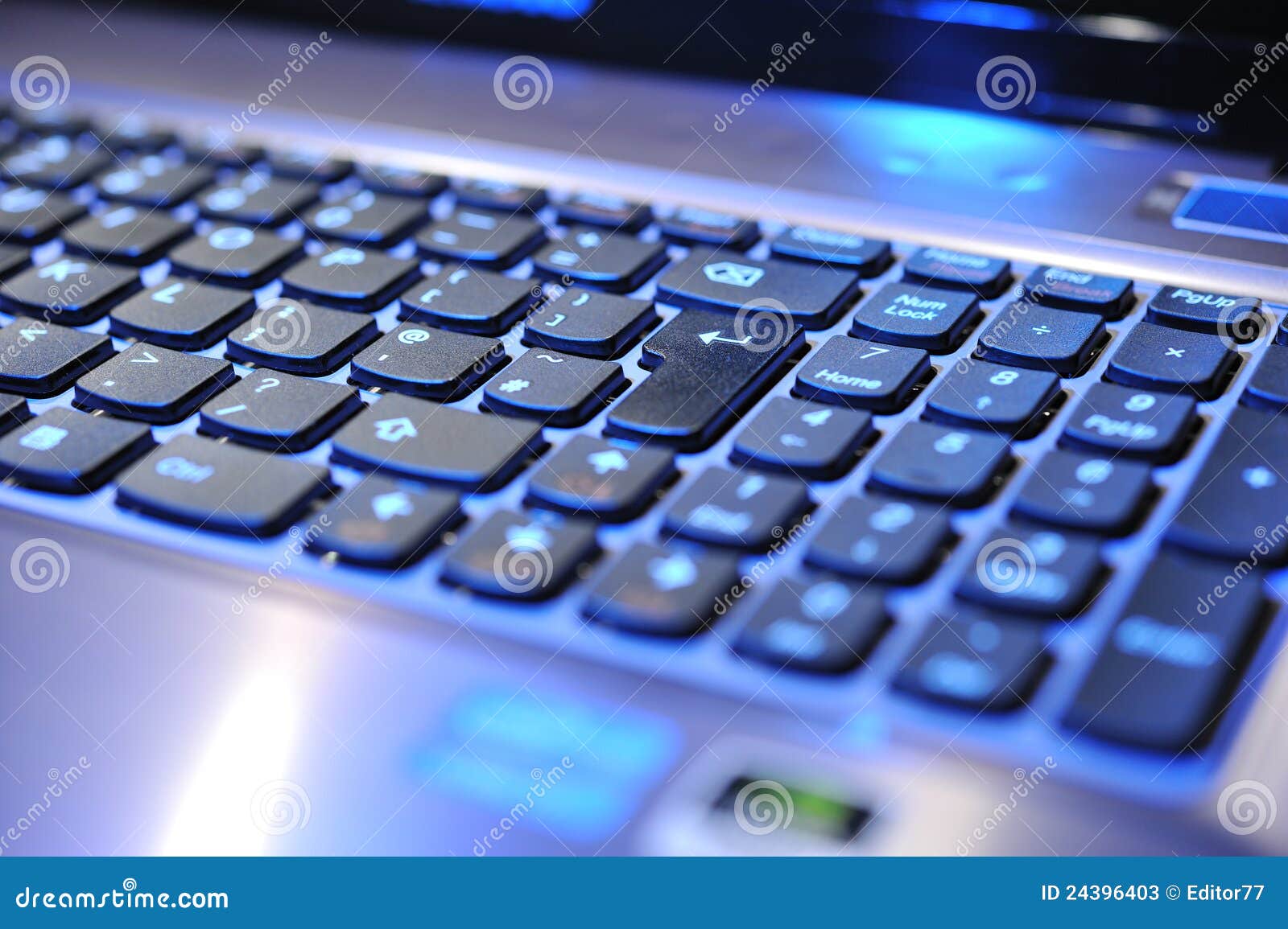 Laptop Keyboard Illuminated by Blue Light Stock Image - Image of ...