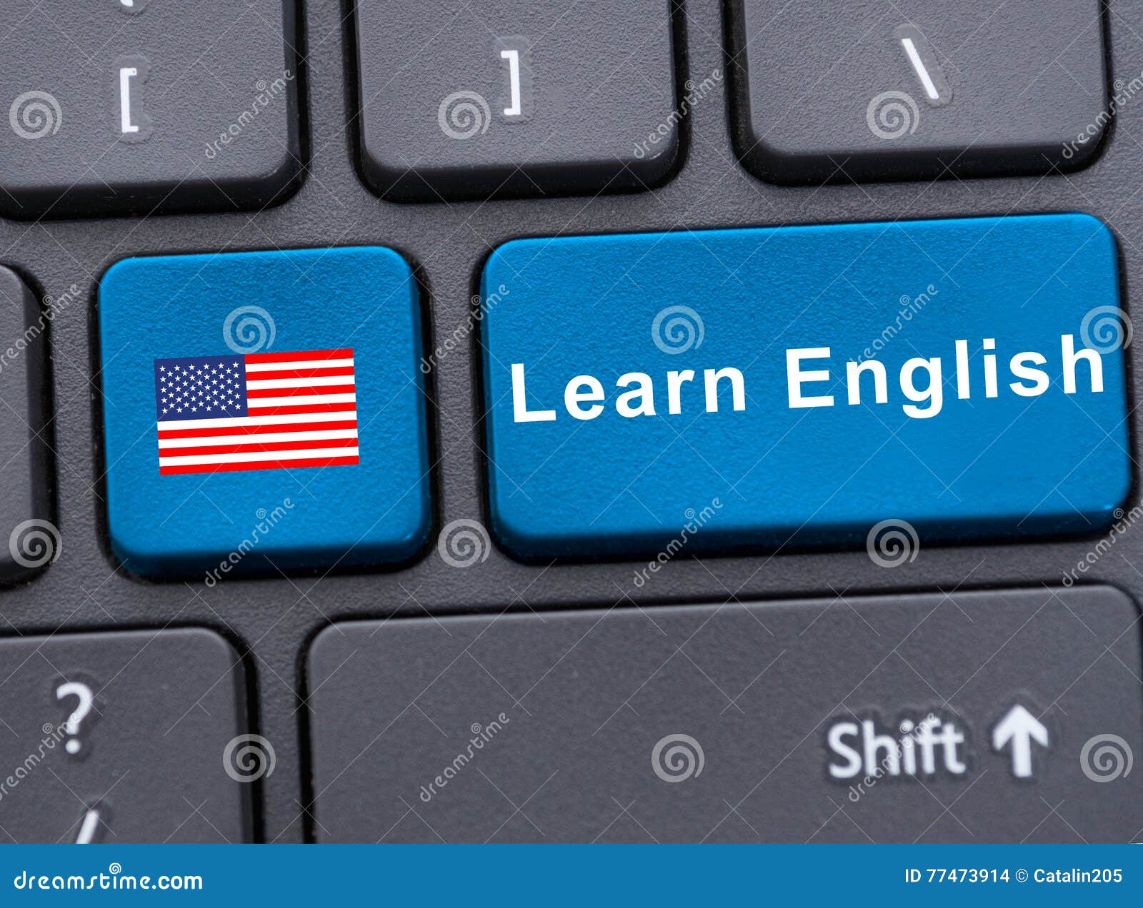 Laptop Keyboard with Learn English Button Stock Photo - Image of keypad ...