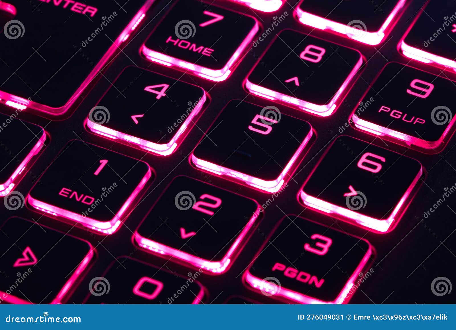 Laptop Keyboard Numeric Pad with Red Lighting Close-up Stock Image ...