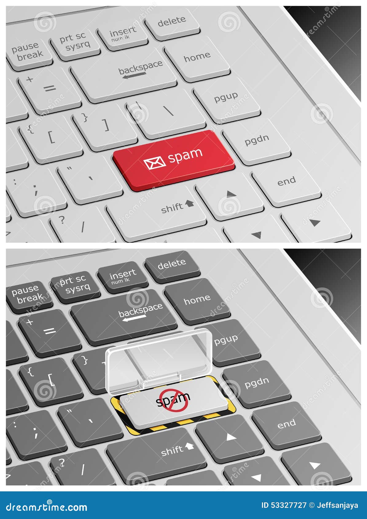 Laptop Keyboard with Spam Buttons Stock Vector - Illustration of ...