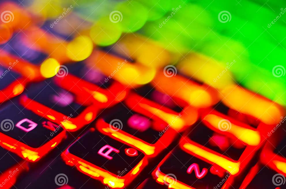 Laptop Keyboard with Red Backlight. Buttons Closeup Stock Image - Image ...
