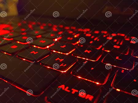 Laptop Keyboard - Red Light Stock Photo - Image of keys, keyboard ...