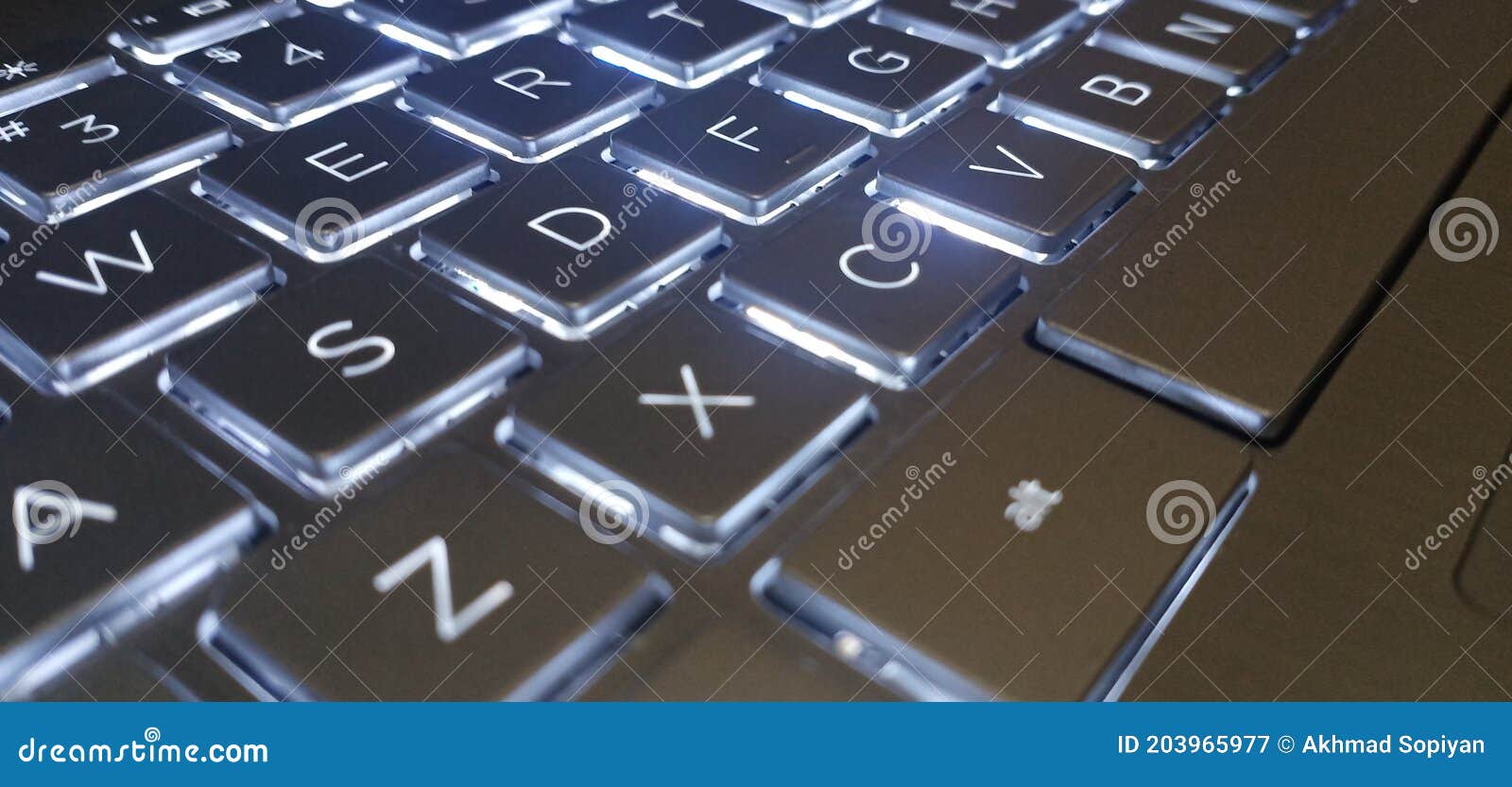 Laptop Keyboard with White Backlight Stock Image - Image of text, white ...