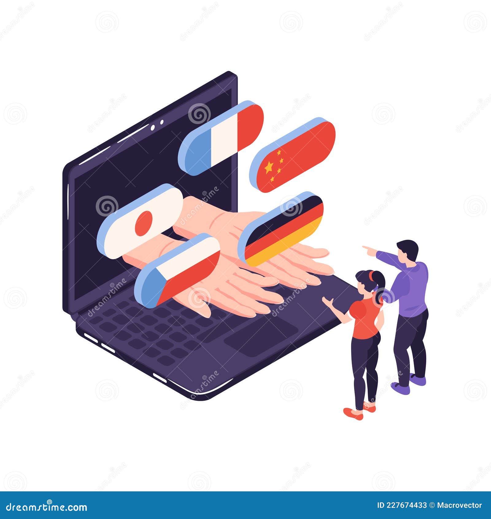 Laptop Language Center Composition Stock Vector - Illustration of ...