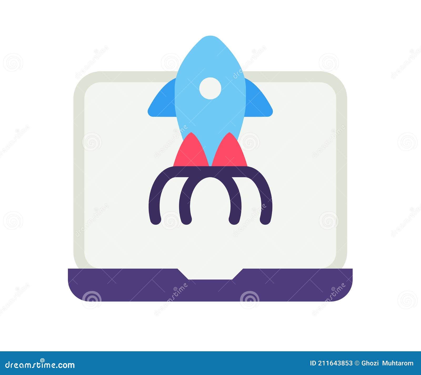 Laptop Launch Startup Single Isolated Icon with Flat Style Stock ...