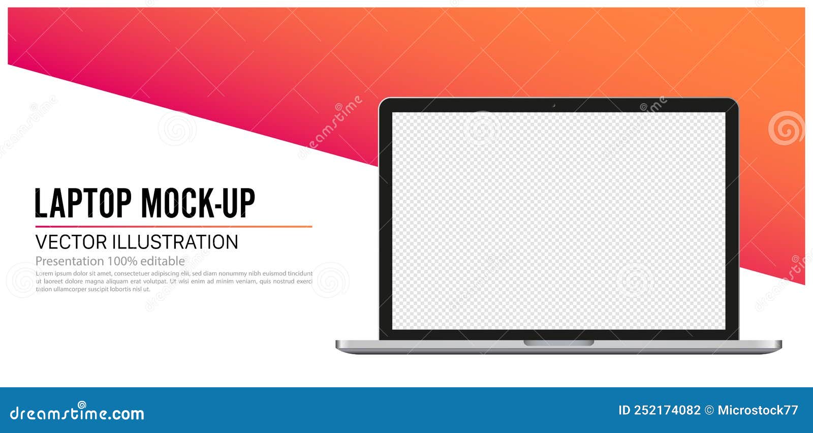Laptop Layout Mockup for Advertising Presentation, Vector Illustration ...