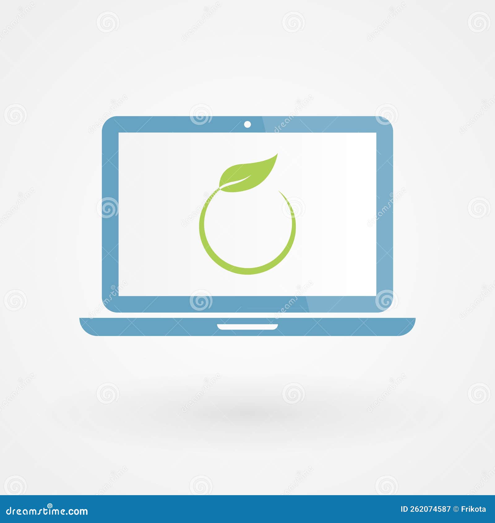 Laptop and Leaf. Concept of Sustainability. Vector Illustration, Flat ...